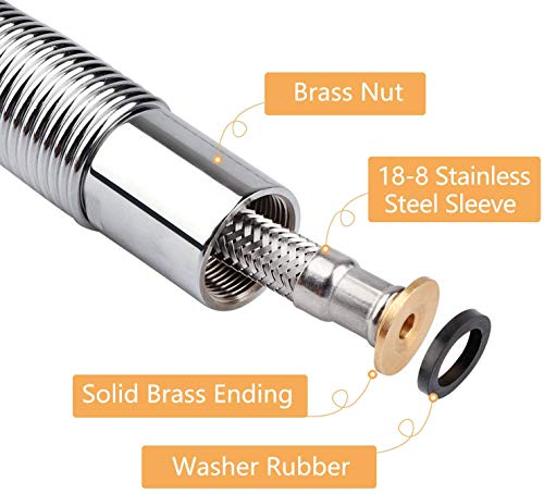 KWODE Pre-rinse Hose 38 Inch Flexible Stainless Replacement Hose for All Brand Commercial Kitchen Sink Faucet with 7/8”-20NPT Female Thread (96CM/38”)