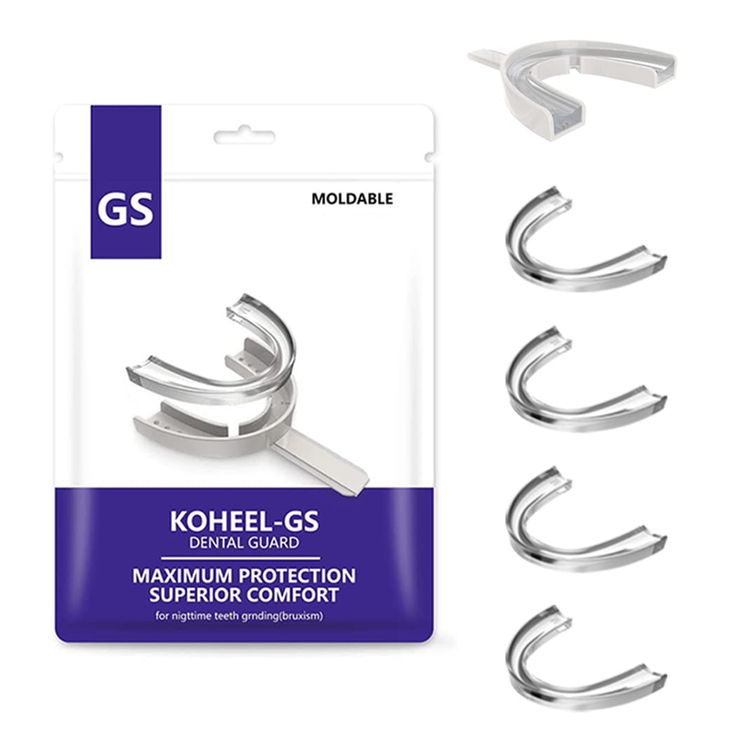 KOHEEL Mouth Guard with Forming Tray, Moldable and Easy to Use Dental Guard, Stops Bruxism Night Guard, 5 Count (White Small Sizes)