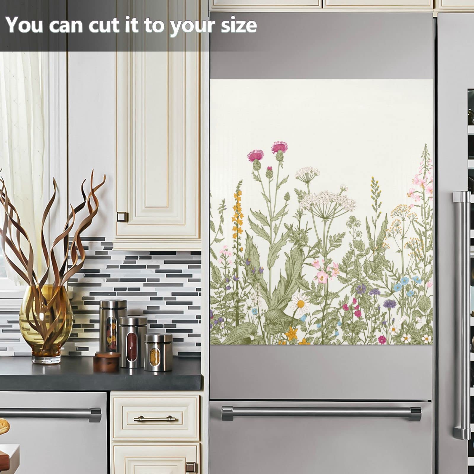 JUMBEAR Herb Flower Dishwasher Magnet Cover, Reuseable Refrigerator Magnet Cover Decal Fridge Microwave Stickers Holiday Party Decor, 23 x 26 Inch