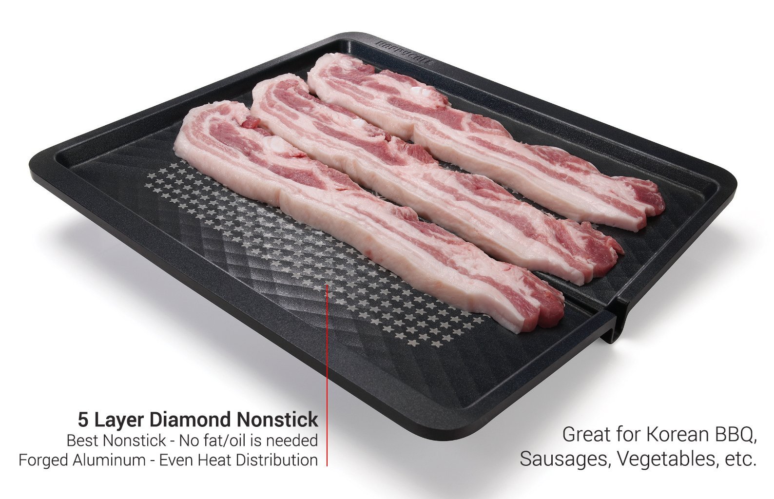Happycall 5 layer Diamond Nonstick BBQ Grill/Griddle, PFOA Free, Square