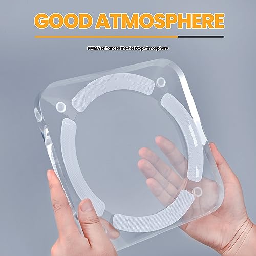 Hazevaiy Acrylic Desktop Stand for Mac Mini and Mac Studio Two-Sided PMMA Transparent Dustproof Laptop Holder Cooling Heat Disspation Mount for Mac Mini Accessories Display (Transparent)