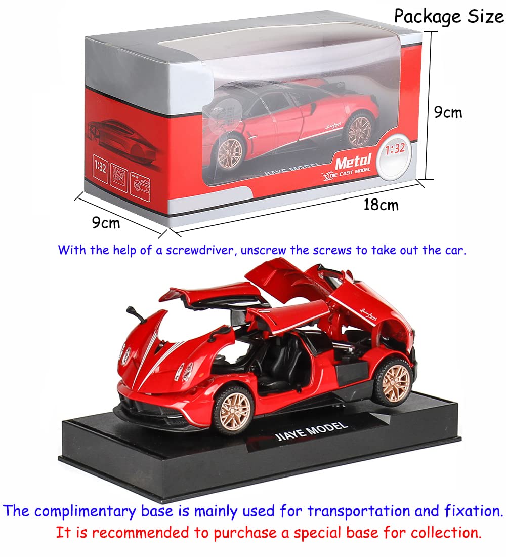 iPariser Alloy Collectible Red Pagani Huayra Dinastia Toy Vehicle Pull Back Die-Cast Car Model with Lights and Sounds