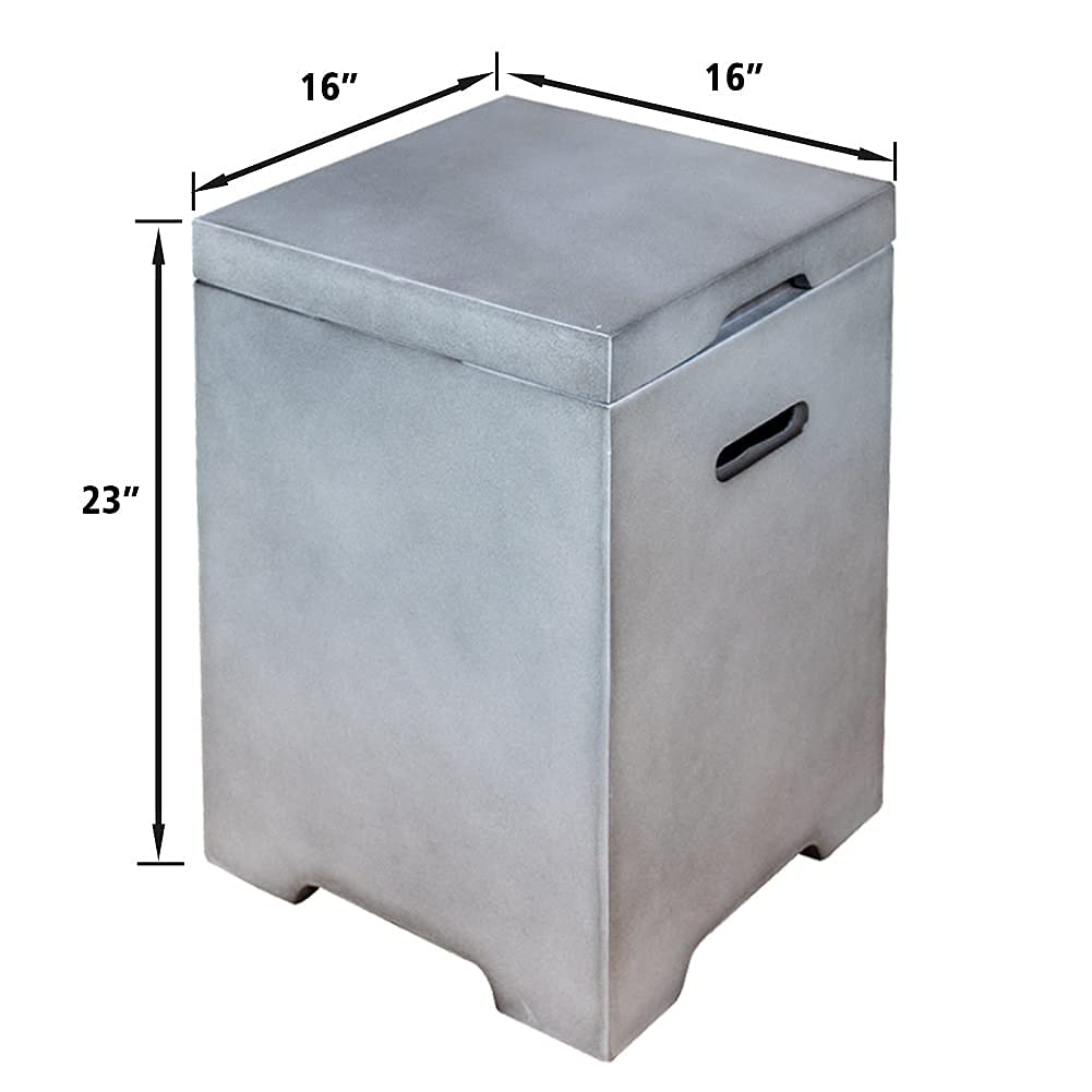 LIMOR Propane Tank Cover Table Hideaway - 16 Inch Grey Propane Gas Tank Hideaway Holder Storage Side Table of 20 Pound Outdoor Box Cover