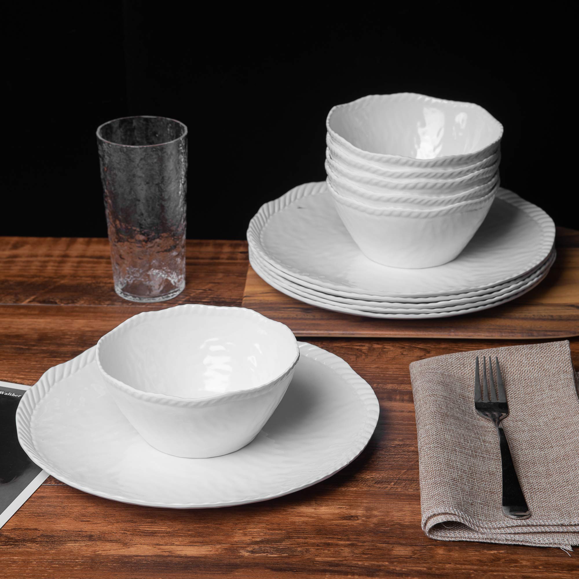 KX-WARE Melamine Cereal Bowls Set - 28 oz/6 inch 100% Melamine Soup/Salad Bowls | set of 6, White | Break-resistant and Dishwasher Safe, BPA Free