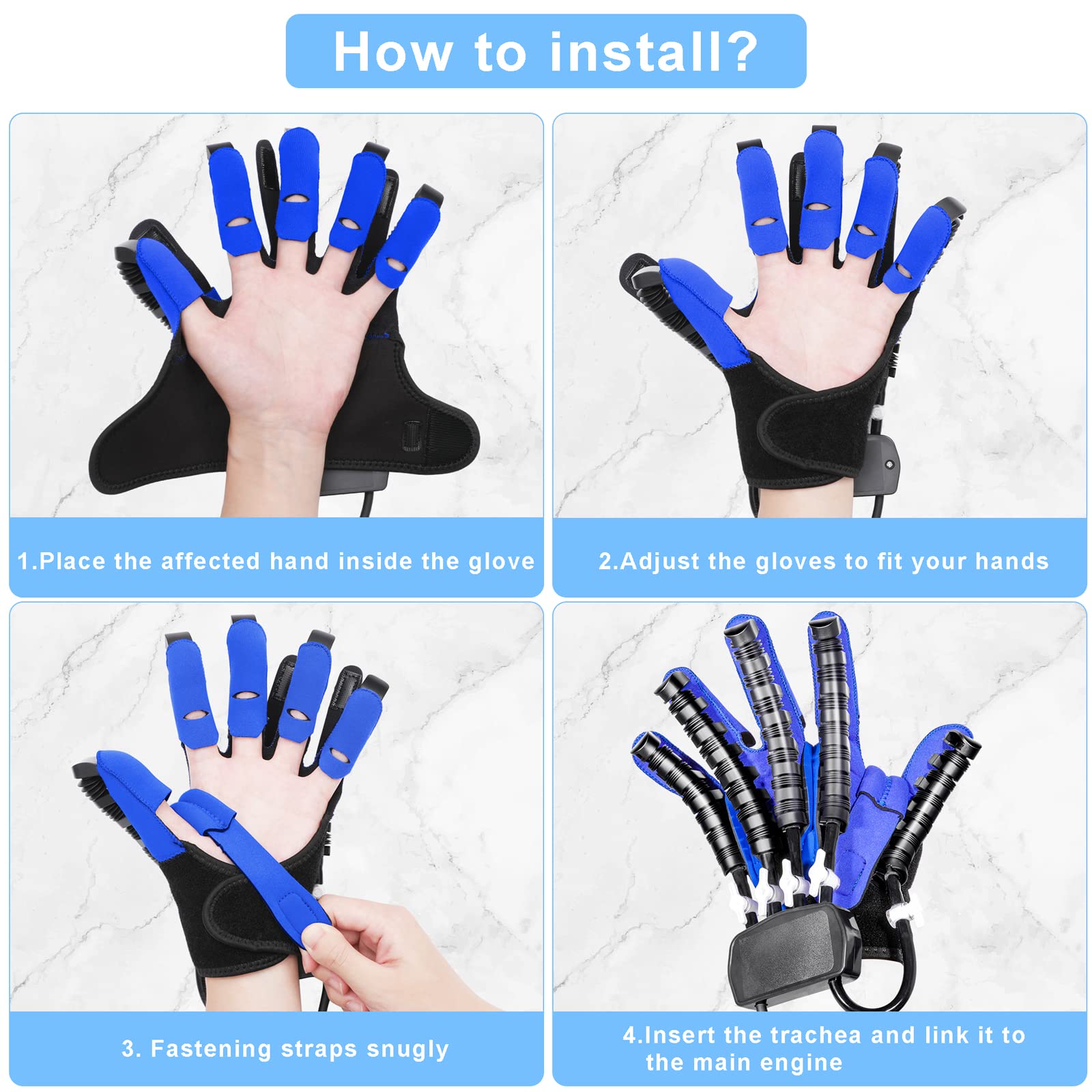 MZU Stroke Hemiplegia arthriti Cerebral Palsy Recovery Training Therapeutic Equipment，Finger and Hand Function Workout Recovery Device，Massager Machine Gloves orthosis Products.