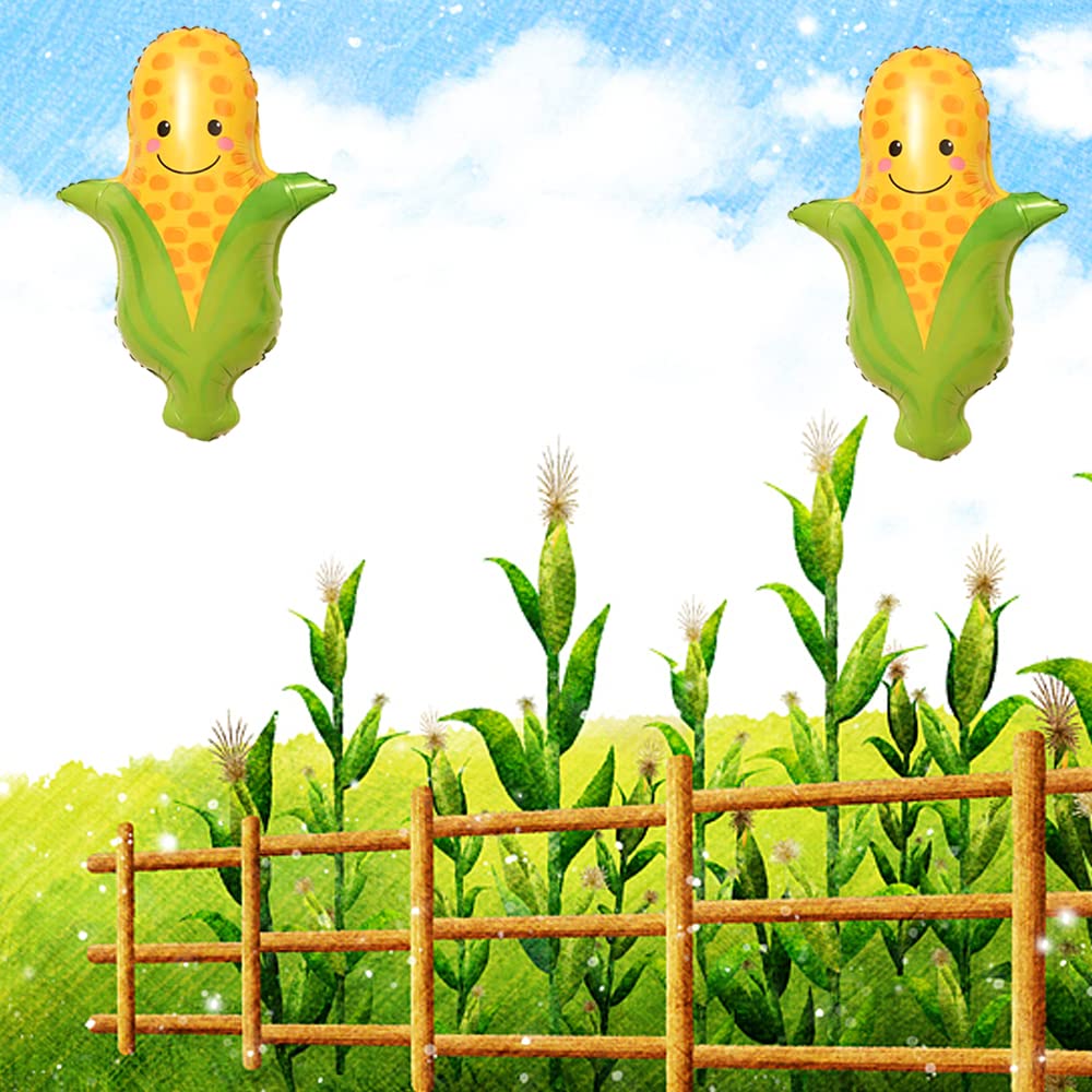 HORUIUS Corn Balloons Vegetables Corn Foil Mylar Balloons for Baby Shower Corn Themed Party Birthday Decoration Supplies 28 inch 5PCS