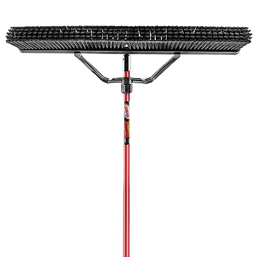 Libman Commercial 850 Smooth Surface Heavy Duty Push Broom, 62" Length, 36" Width, Black/Red (Pack of 3)