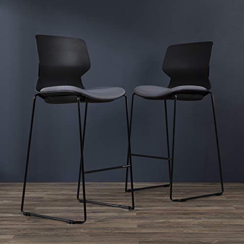 HON Basyx Contempo Guest Stool, 2 Pack, Black/Charcoal
