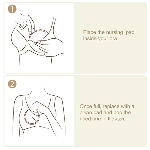 haakaa Reusable Nursing Pads Washable Breast Pads for Leaking Milk Nipple Pads Breast Feeding Essentials with Wash Bag, 8 Pack