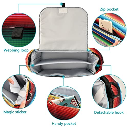 Kigai Gradient Stripes Baby Stroller Organizer with Cup Holders, Secure Hooks Accessories Adjustable Strap Stroller Bag for Bottle, Diaper, Phone, Toys, Baby Items