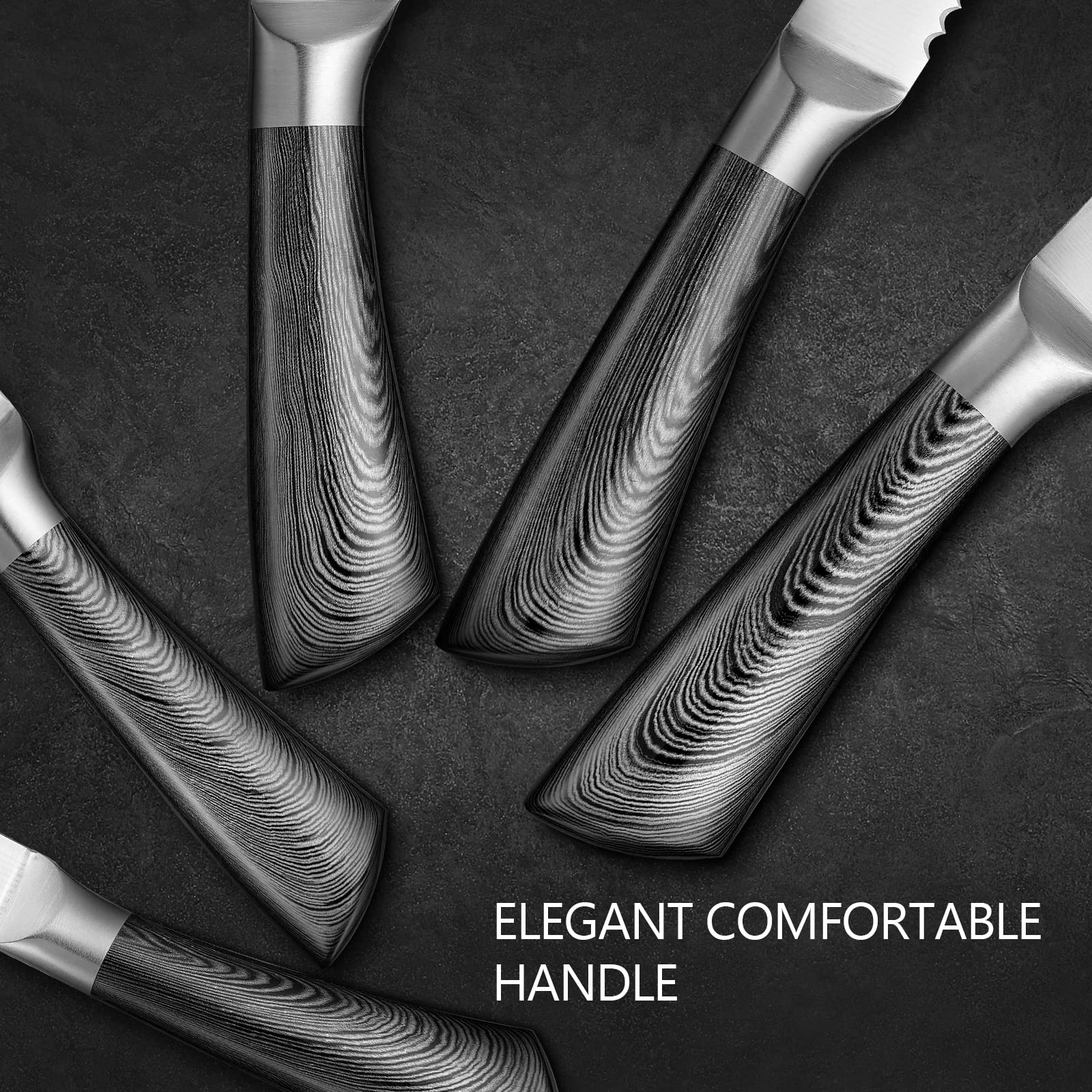 Kitchen Knife Set with Block - 24 pcs Home Essentials High Carbon German Stainless Steel Knives Set, Professional Chef Knife Set with 8 Steak Knives, Sharpener, Carving Fork & Shears