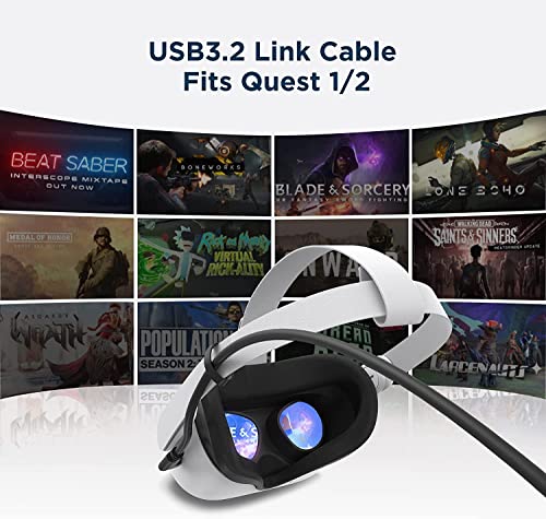 iPuzzle Compatible for Oculus Quest 2 Link Cable 16FT, VR Headset Type-C Cable for Oculus Quest 2/1, USB 3.2 Gen1 5Gbps/3A transfers Data at speeds of up to 5 Gbps, Black