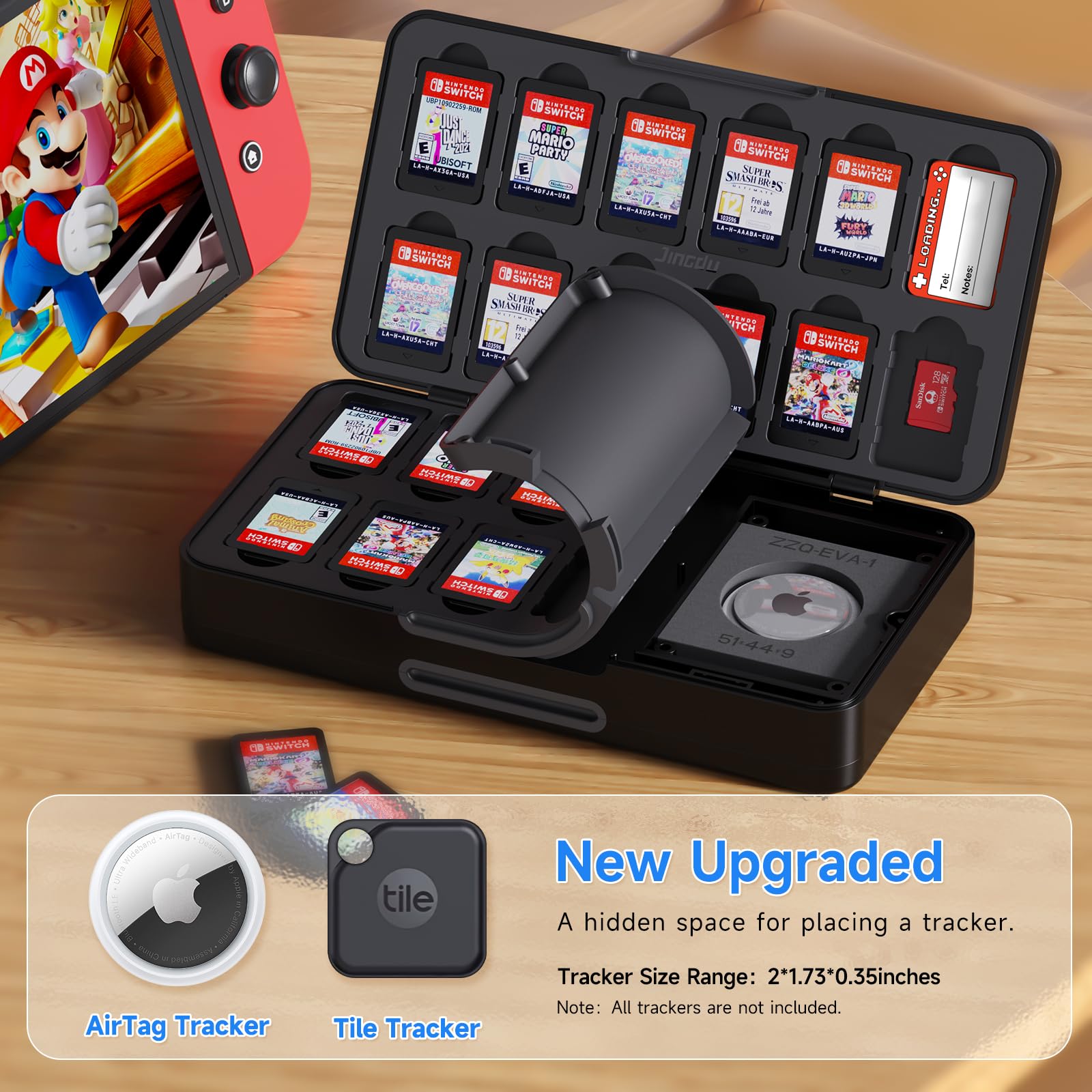 JINGDU 48-Slot Switch Game Card Case Compatible with Switch Game Cards & micro SD Cards, the Games Holder Organizer Suitable for Switch, Lite & OLED Game Card, Lake Blue Random Pattern
