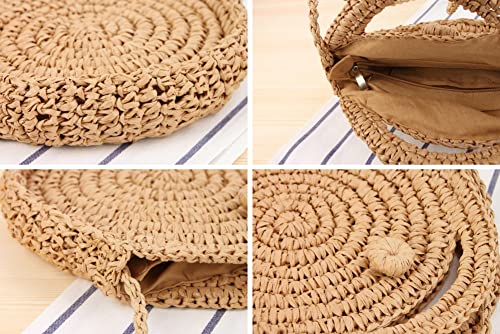 Handwoven Straw Bag for Women Lightweight Shopping Tote Handbag Purse Boho Bag
