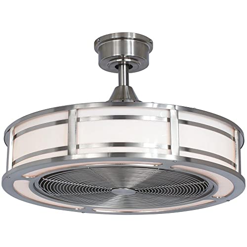 Home Decorators Collection Brette II 23 in. LED Indoor/Outdoor Brushed Nickel Ceiling Fan with Light and Remote Control