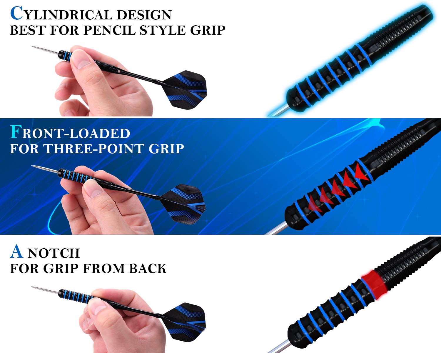 Grebarley Darts Steel Tip Set Professional for Dartboard 4 Sets 54 Pcs 20 22 Grams with 9 Extra Flights Tool Kit O Rings Ebook