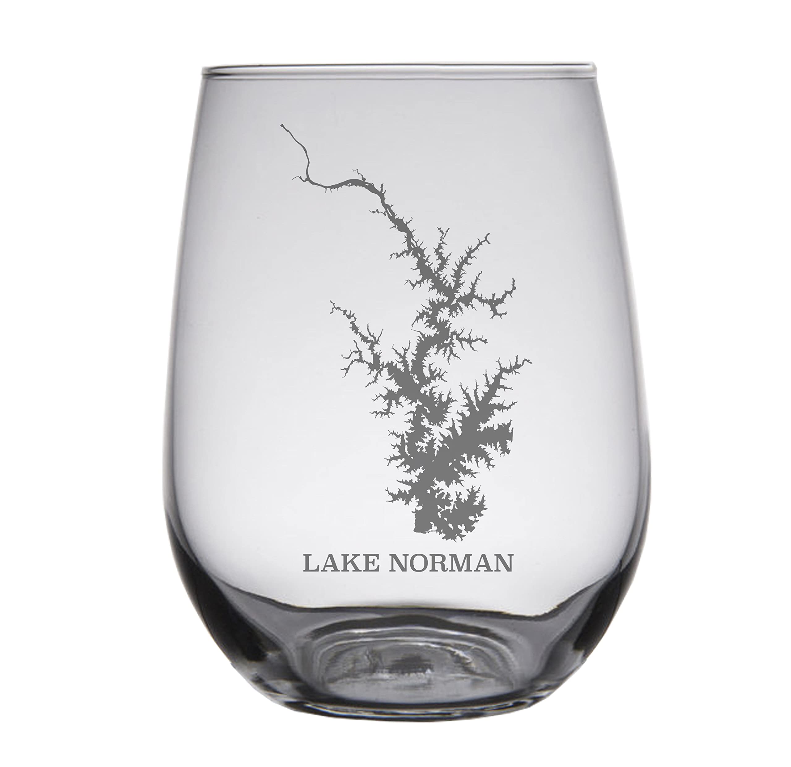 HullSpeed Designs Lake Norman - Set of 2 Stemless Wine Glasses - Laser Engraved
