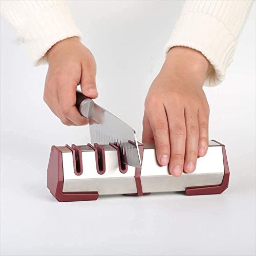 HAOSIZHEYU Knife Sharpener- Professional Kitchen Chef 3 Slot Design, Easy Sharpening, Slip Resistant Grip, Safely Sharpen Knives, Restore Dull Knife for A Sharp Edge