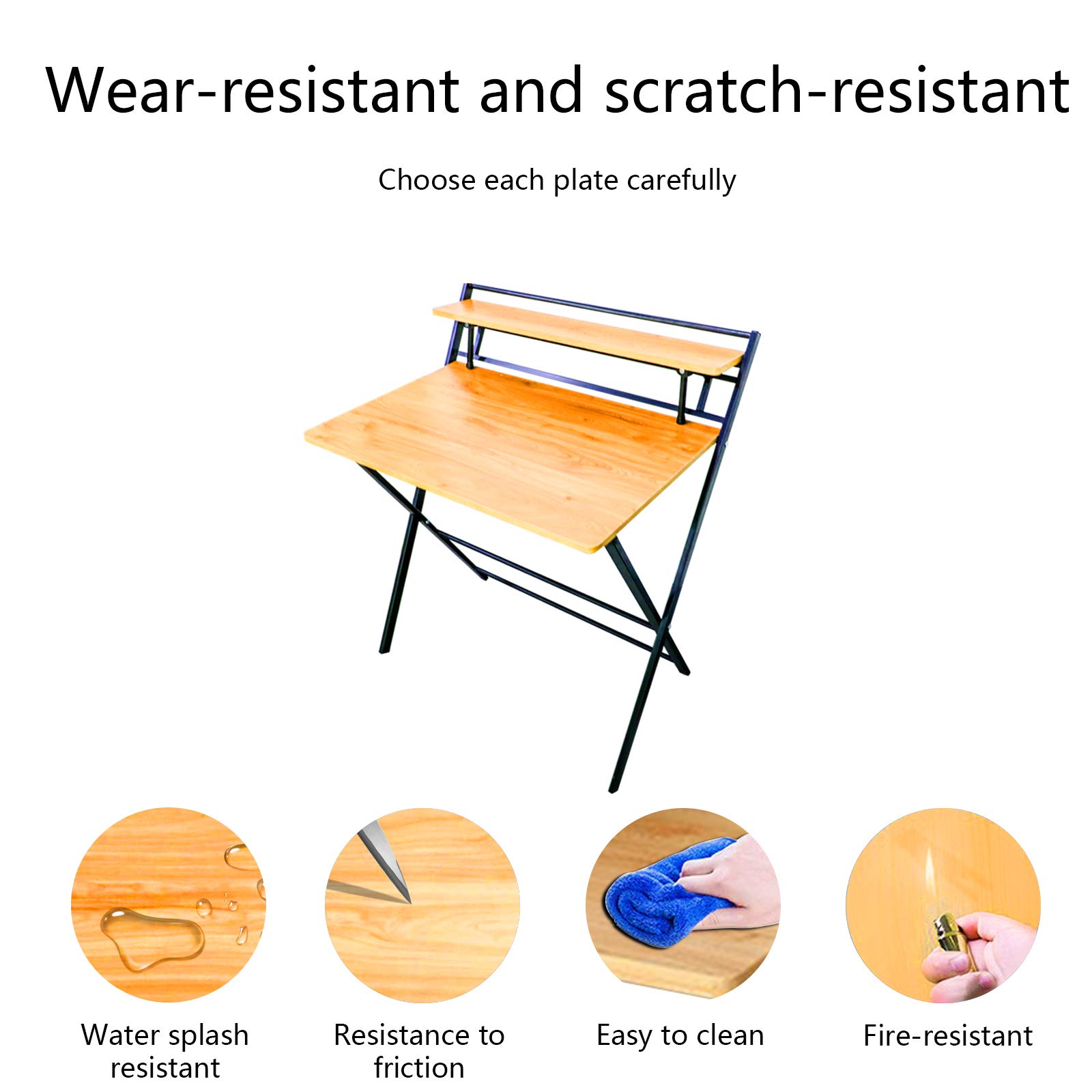 Household Folding Table, TOPROAD Laptop Table, No Need to Assemble Folding Desk, Suitable for Small Space, Home Office