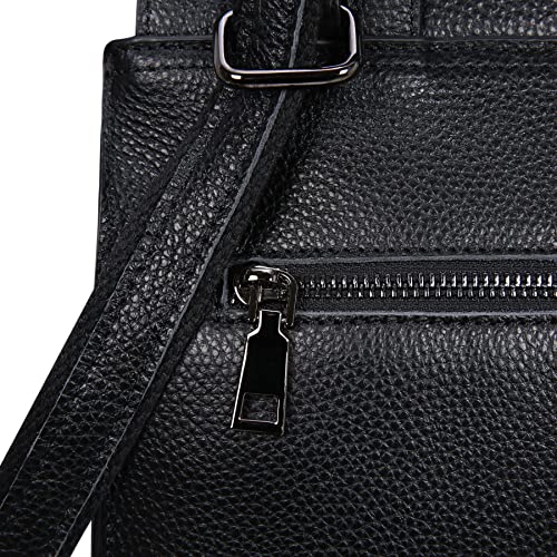 HESHE Leather Backpack for Women Fashion Casual Backpack Purse (Black-L156)