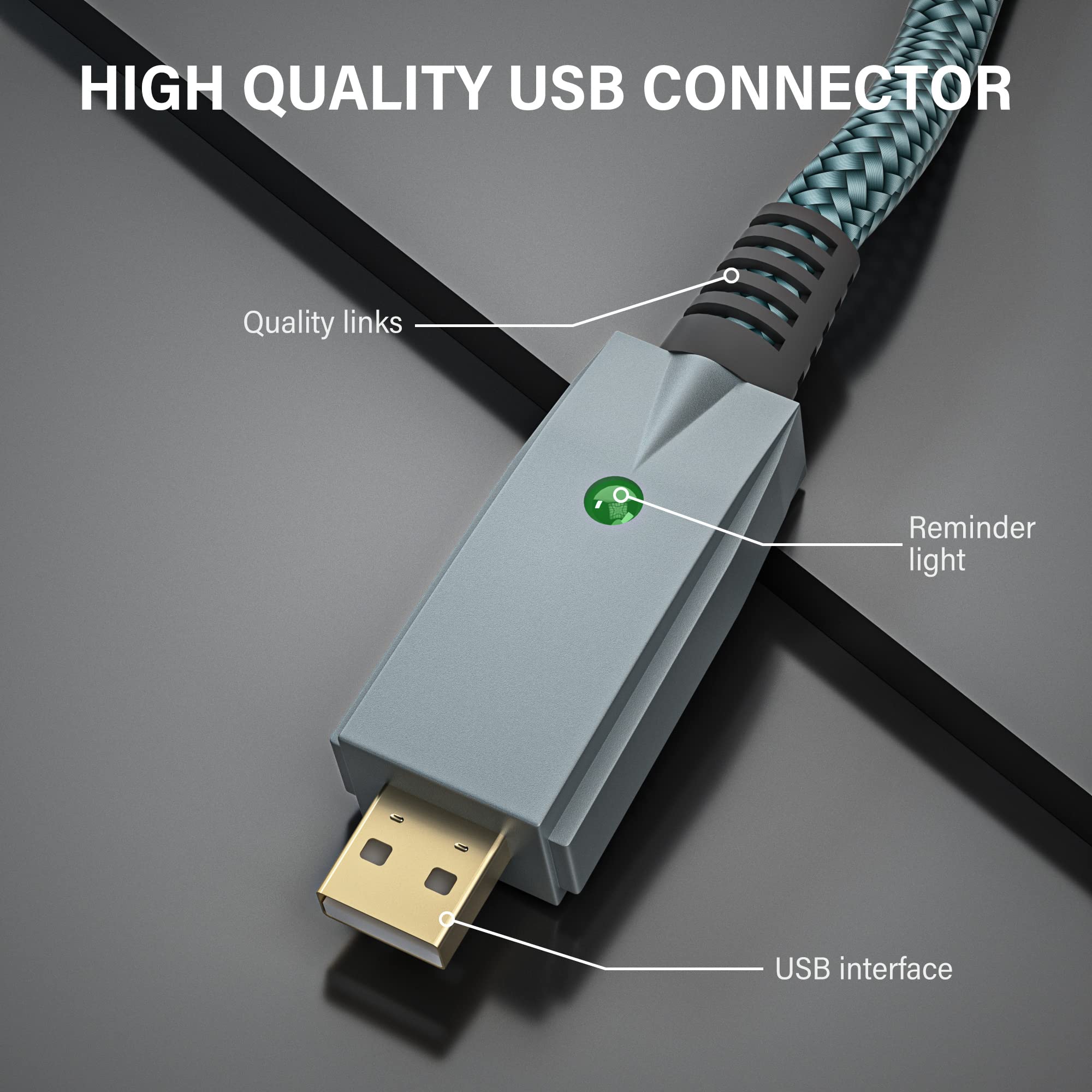 IUKUS USB Guitar Cable USB to 6.35mm 1/4 Guitar to USB Interface Cord USB to Mono 6.35mm 1/4 Audio Adapter Guitar USB Recording Cable Compatible Windows and MacOS Guitar Base to PC(1M/3FT)