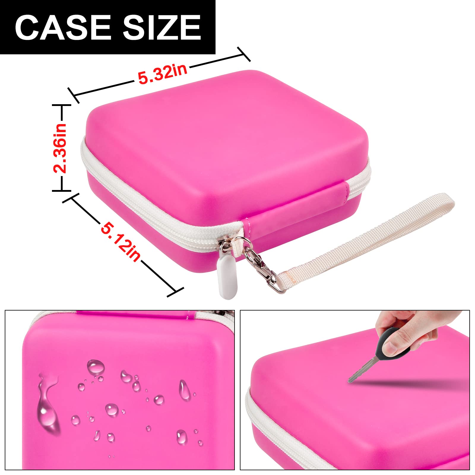 Kid Toy Camera Case for VTech Kidizoom Creator Cam Video Camera, Hard Travel Carrying Storage with Accessories Pocket - Pink