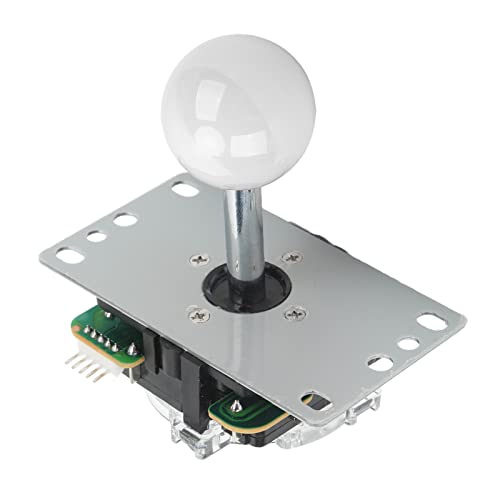 Kadimendium Arcade Joystick, ABS Metal Small Shaking Distance Light Resilience Quadrate Retaining Ring Arcade Game Fighting Stick for Game Room(White)