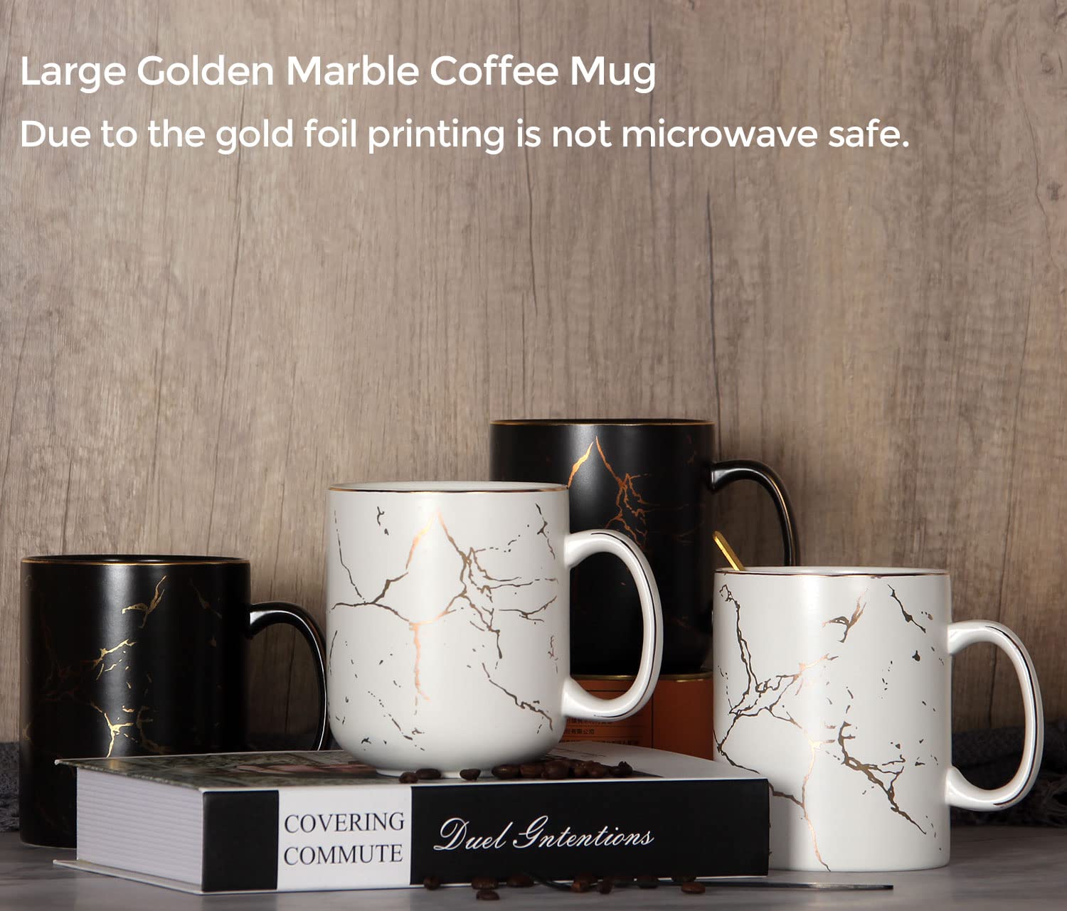 harebe 24 OZ Ceramic Extra Large Black Coffee Mug with Handle,Oversized Hot Tall Latte Mugs,Dishwasher Safe Big Capacity Giant Mug for Men Women