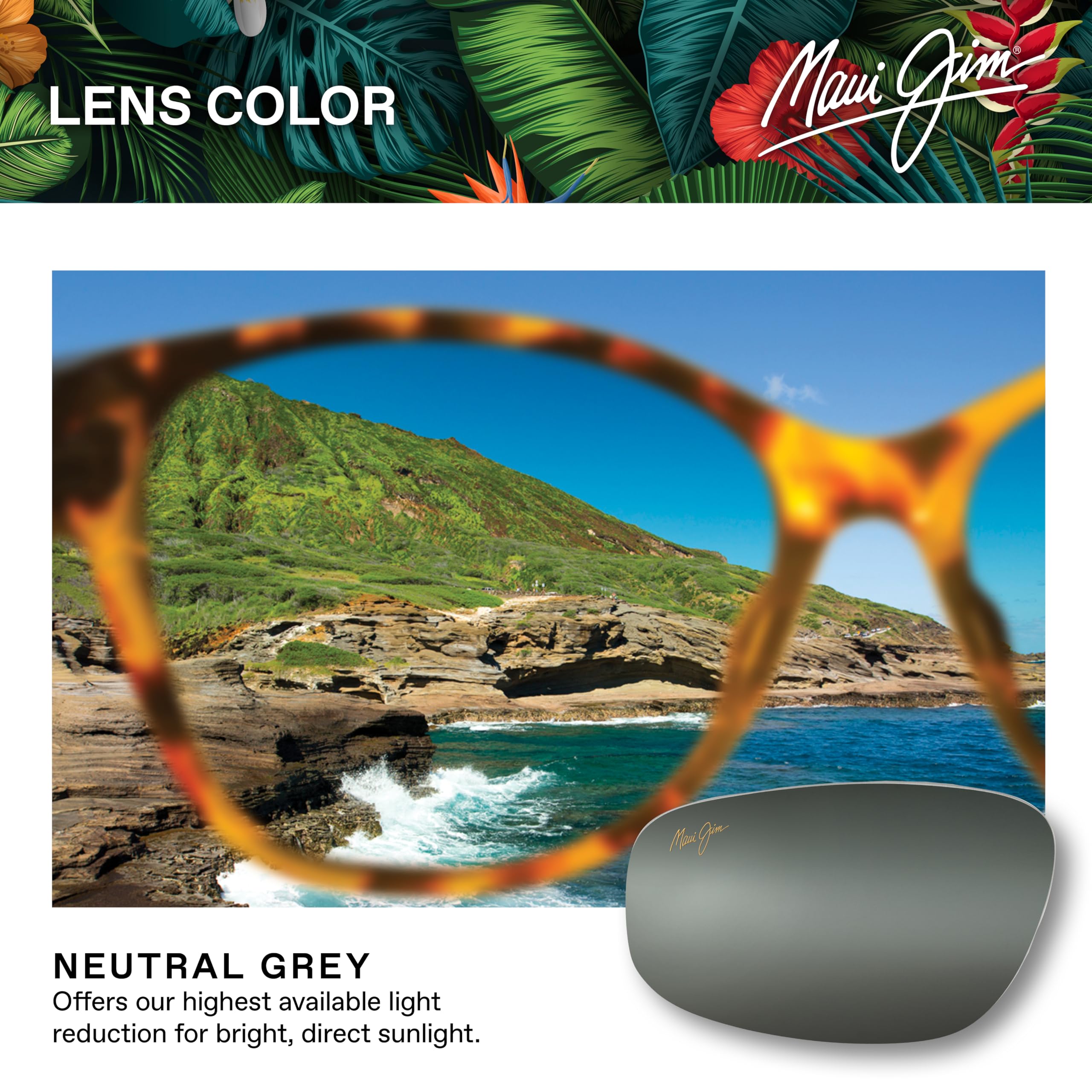 Maui Jim Women's Violet Lake Polarized Fashion Sunglasses, Black with Gold/Neutral Grey, Medium