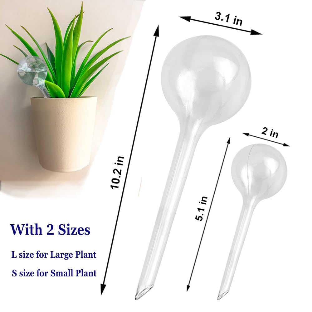 Kingbow 10pcs Clear Plant Self Watering Globes, Plastic Self Watering Bulbs Flower Automatic Watering Stakes Devices, Garden Self Watering Device for Outdoor Indoor Plant