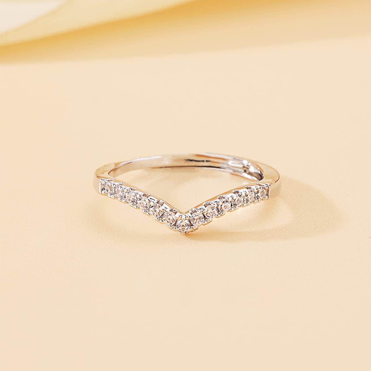 IROAIC Moissanite Rings for Women, Curved Engagement Rings for Women, 925 Silver Rings Stackable Ring for Anniversary Band(Size 7)