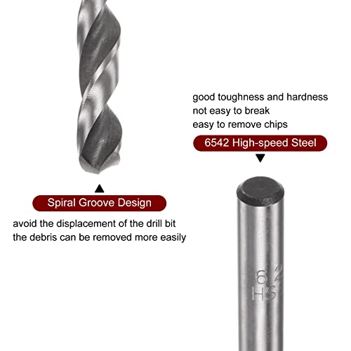 HARFINGTON 6542 High-Speed Steel Twist Drill Bit, 6.2mm Drill Bit 160mm Length Extended Straight Shank Black Oxide Ground Drill Bit for Steel Aluminum Alloy