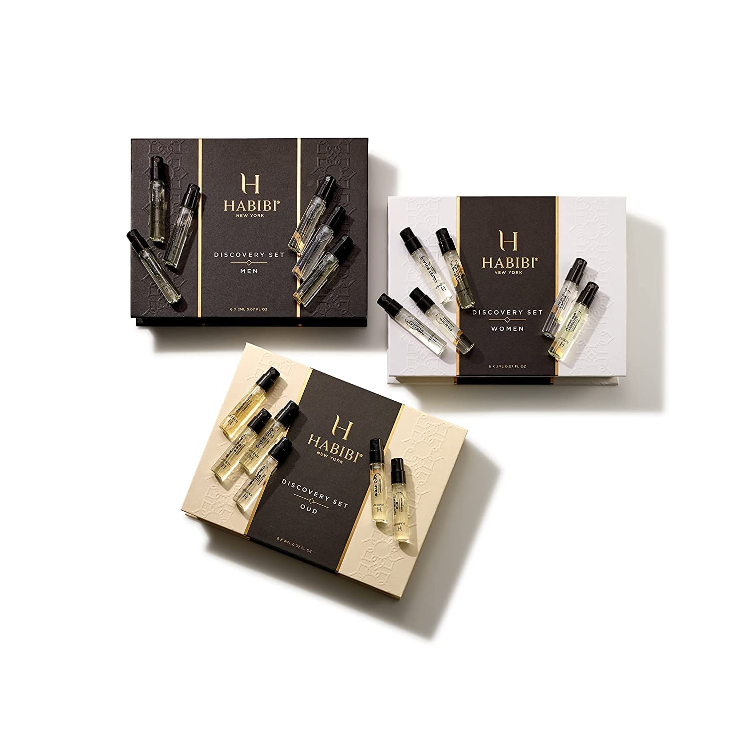 H HABIBI Deluxe Sample Collection Discovery Sets - Men's Cologne, Oud Perfume & Women's Mini Perfume Samples - 18x0.07 Fl Oz Travel Size Fragrances