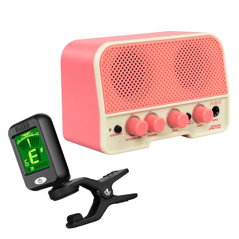 JOYO JA-02 II Pink Small Guitar Practice Combo Amplifier and JT-09 Guitar Tuner