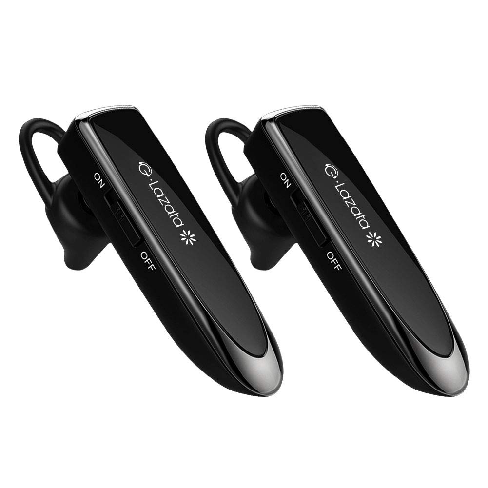 Glazata Wireless Headset, Qualcomm 3020 Smart Chip, Handsfree Driving Headset, Compatible with Cell Phone iPhone Android PC (Black 2Pack)