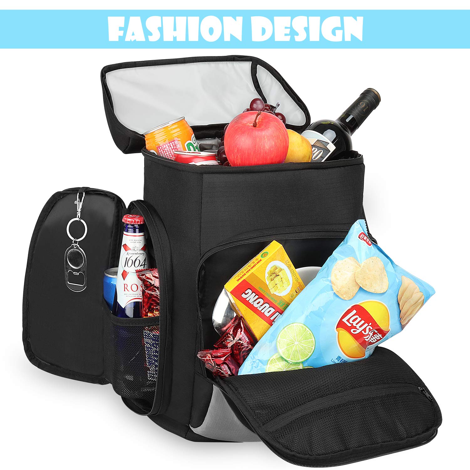 GARDRIT Insulated Cooler Backpack - 45 Cans Large Capacity Backpack Cooler Leak-Proof/Waterproof Lightweight Soft Beach Cooler Suitable to Work, Picnic, Hiking, Camping