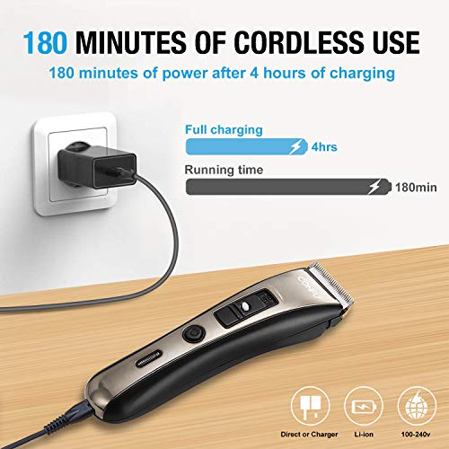 Hair Trimmer, Professional Cordless Hair Clipper Rechargeable Body Hair Removal Machine, Includes Length Guide Combs and Charging Adapter for Beginners Friendly Men
