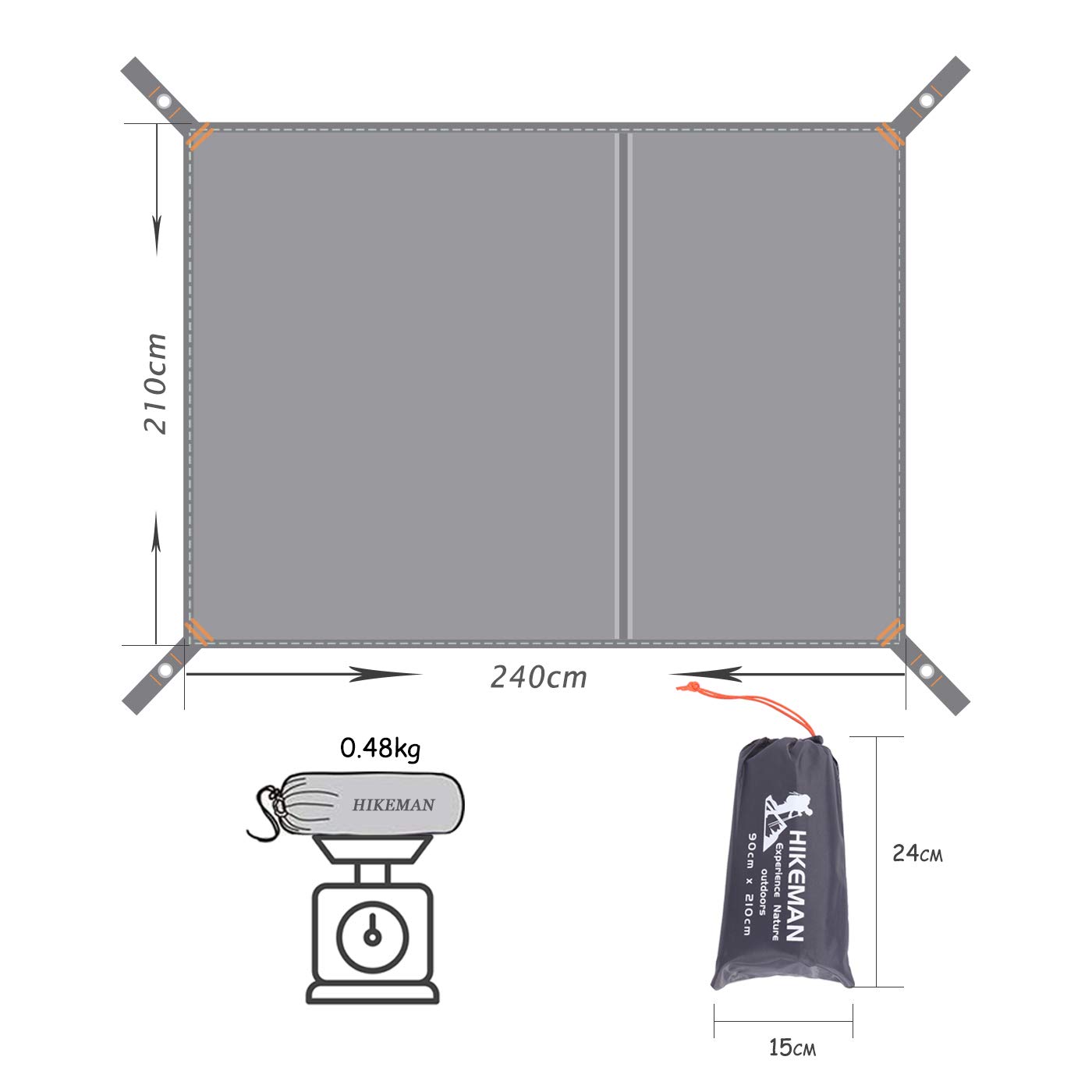 Hikeman Waterproof Camping Tarp Portable Tent Footprint with Drawstring Bag Ground Cloth for Outdoor Hiking Picnic (XXL-95βx83β)