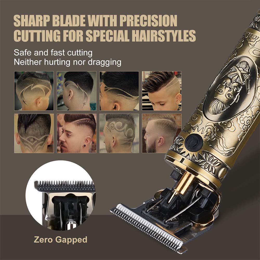Hair Clippers for Men, Professional Zero Gapped Trimmer Cordless Electric Pro Li Outline Trimmer for Barber Beard Body T Blade Trimmer Rechargeable for Men with LED Display