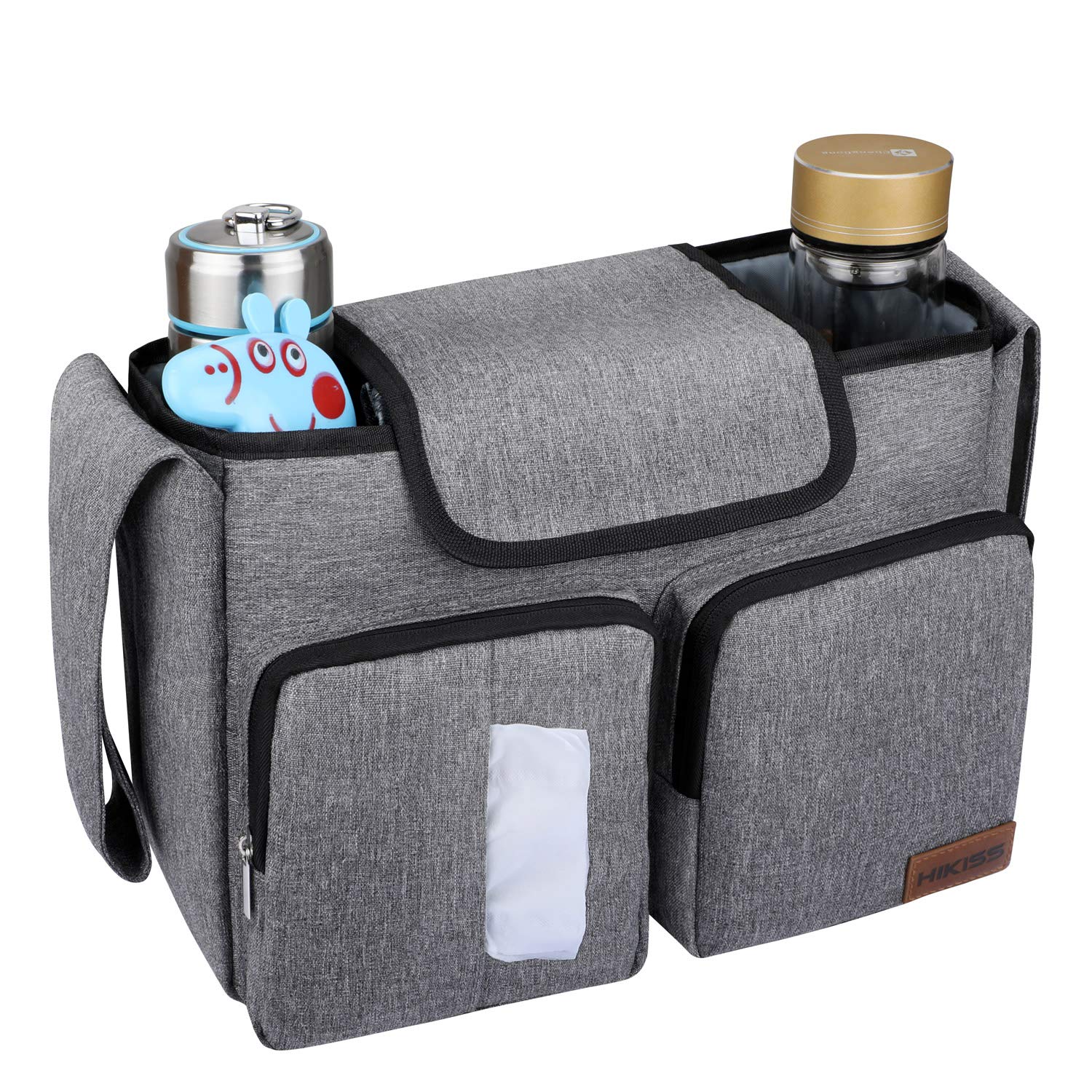 HIKISS Baby Stroller Organizer with Cup Holders-Light Gray