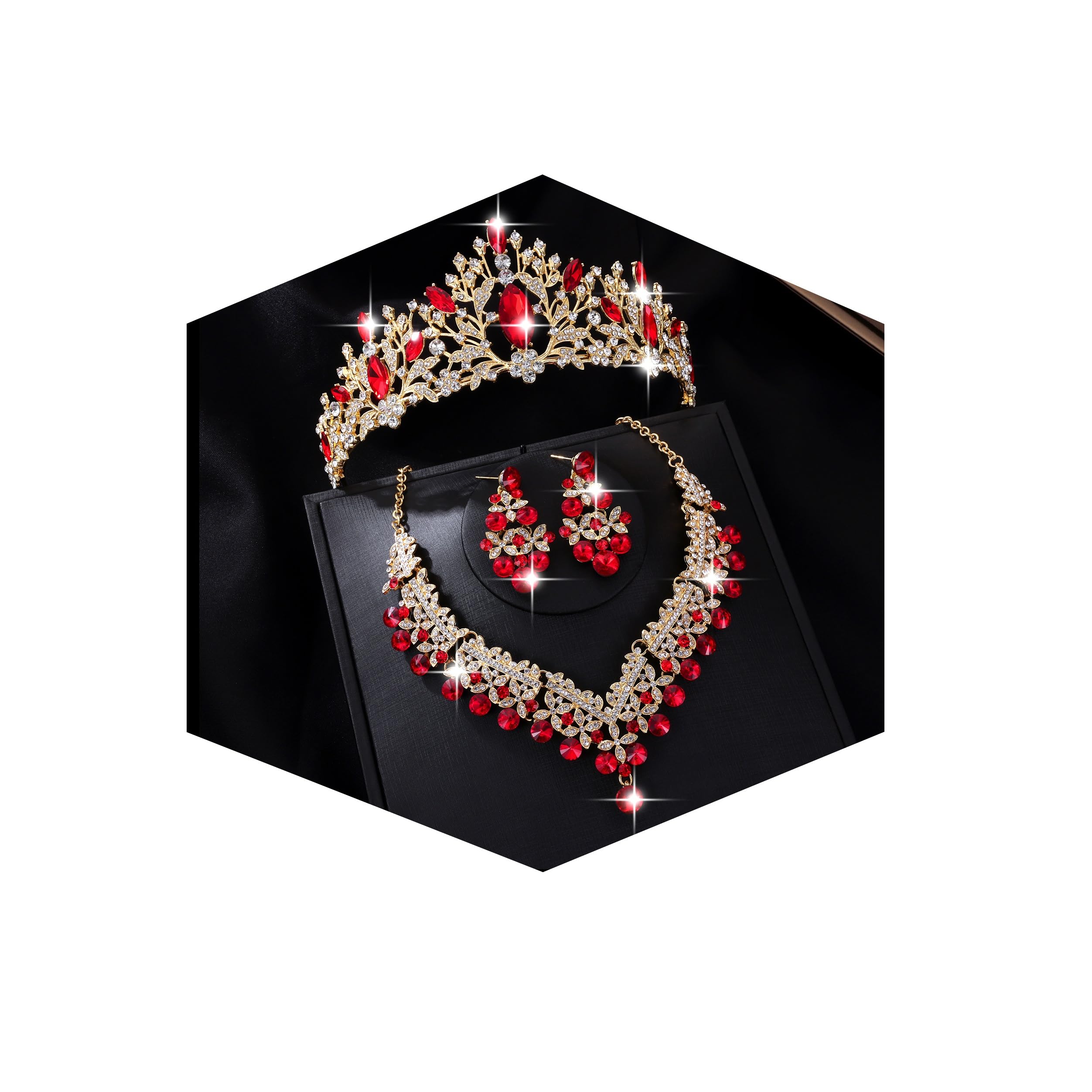 Kamirola Baroque Queen Bride Crowns and Tiaras Black Crystal Vintage Crown Flower princess Wedding Bridal Headpiece TR24 Gold Red