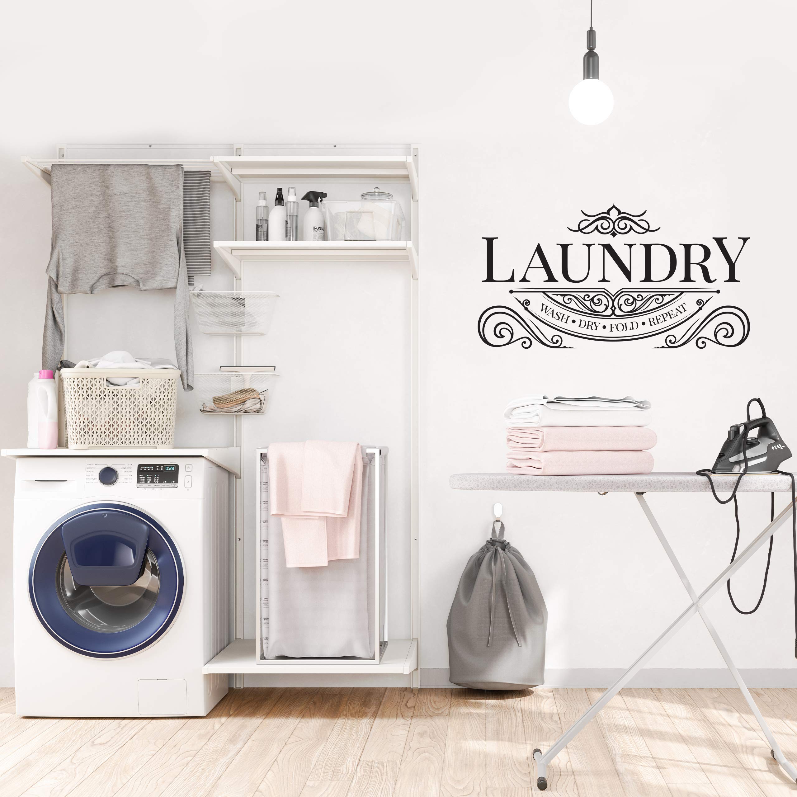 Good Karma Studio Laundry Sign, 24 x 16 in Laundry Room Decal, Laundry Room Sign, Laundry Signs for Laundry Room Decor, Laundry Room Wall Stickers, Laundry Room Decorations for Wall
