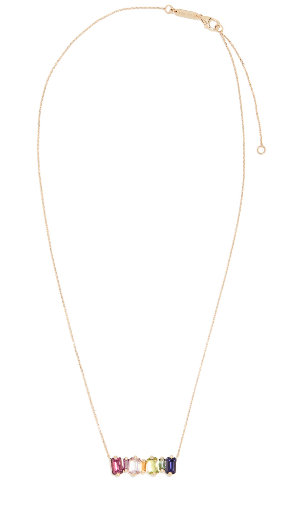 Kalan by Suzanne Kalan Women's 14k Gold Bar Necklace, Yellow Gold Rainbow, One Size