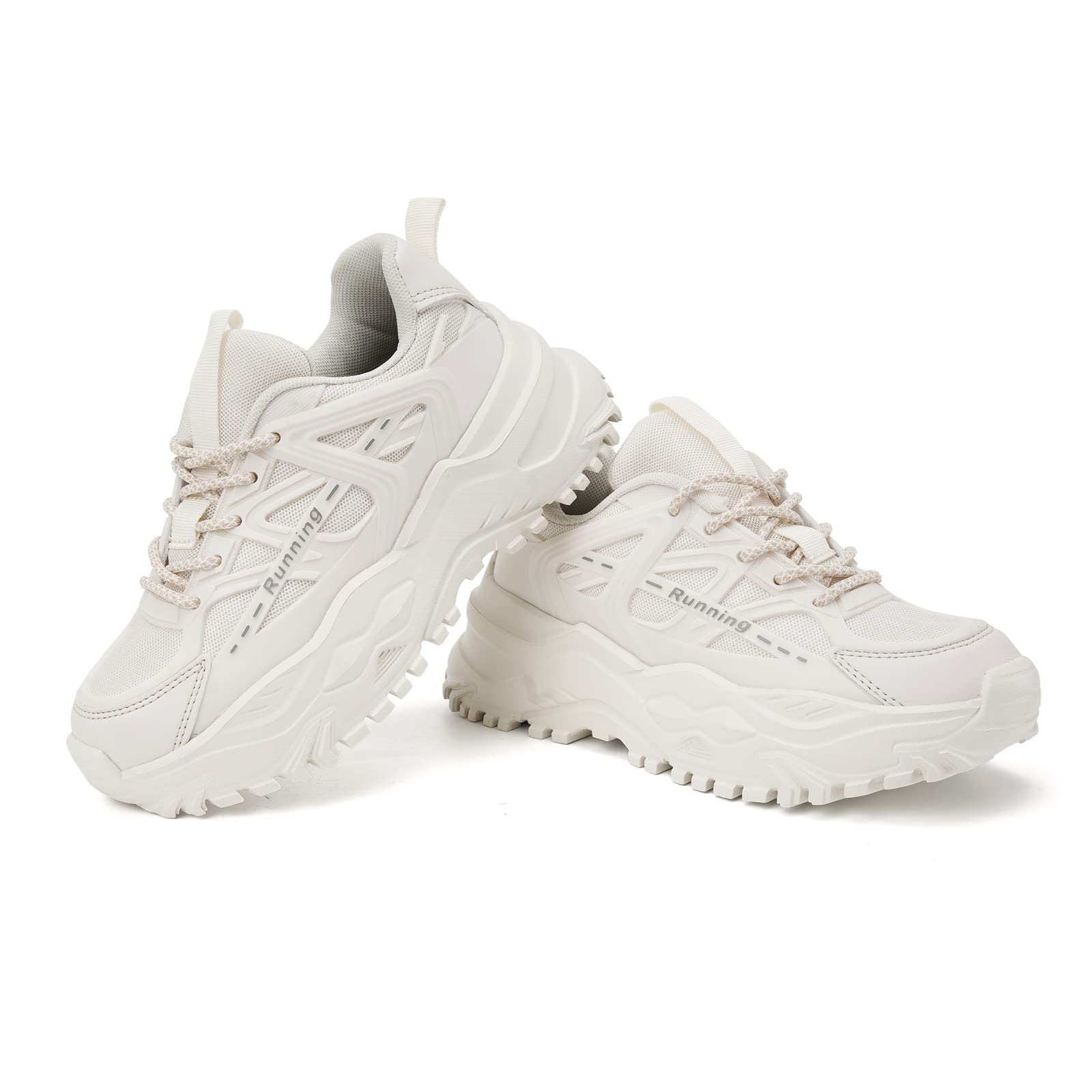 Hasina Women Walking Sneakers Casual Comfortable Breathable Lightweight Mesh Non Slip Fashion Shoes(Beige,10.5)