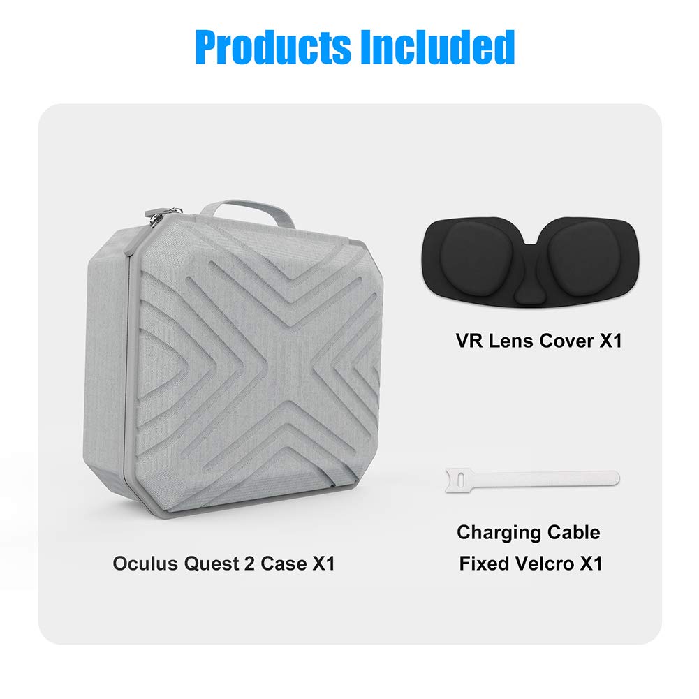 GEZICHTA Travel Case for Oculus Quest 2, VR Gaming Headset Storage Box, Portable EVA Carrying Case with Handle for Oculus Quest 2