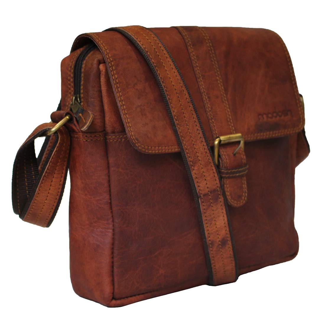 Madosh, Women's Leather Crossbody Bag Handmade Shoulder Vintage Style Brown Sling Handbag Purse