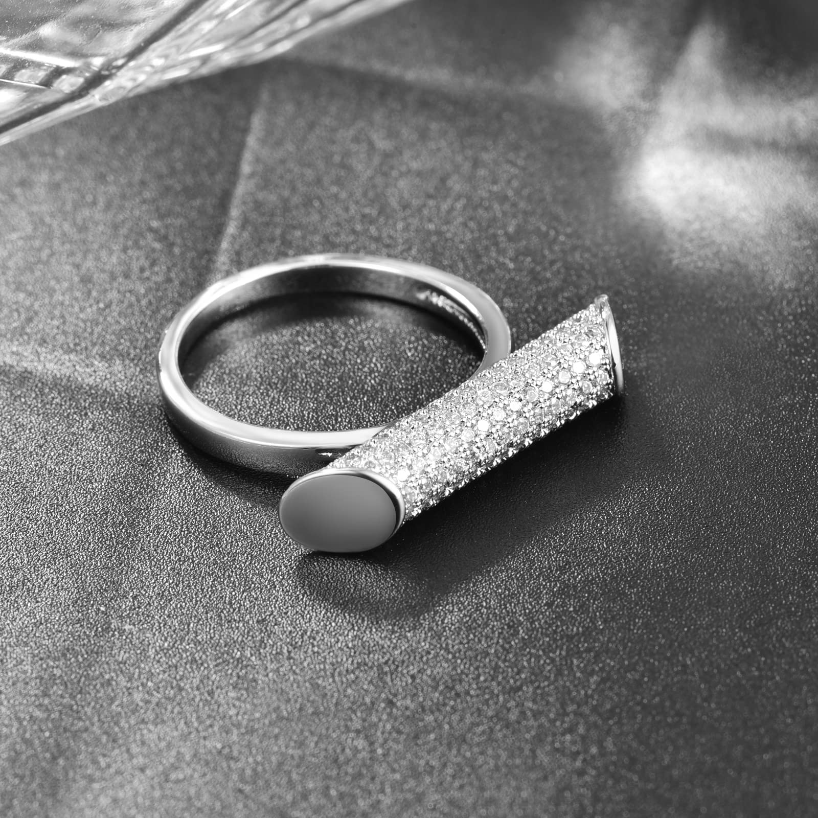 Gold Statement Rings 14k Gold Plated with Sparkling Cubic Zirconia Fashion Rings for Women (silver, 8)