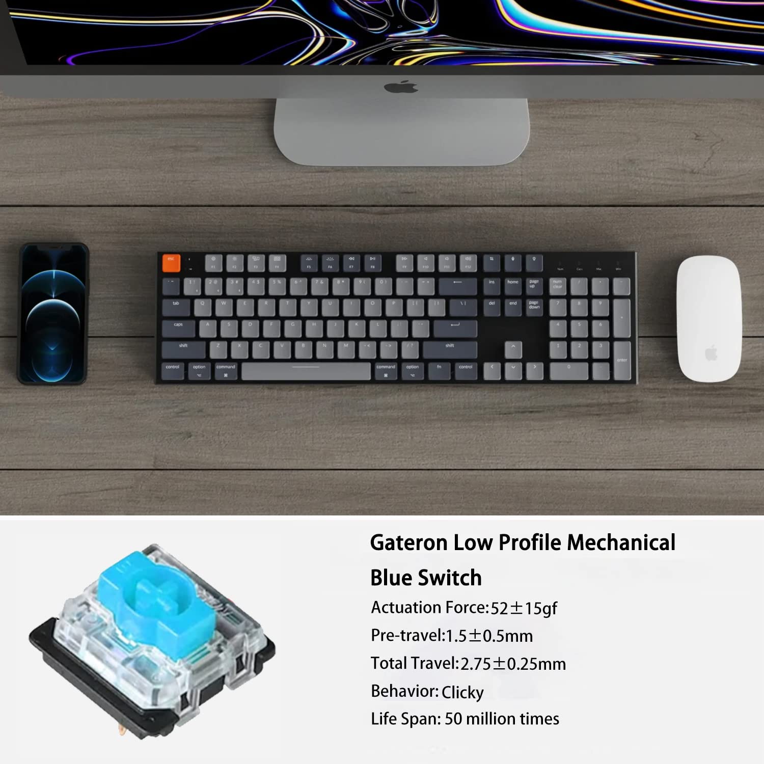 Keychron S1 Ultra-Slim QMK/VIA Custom Wired Mechanical Keyboard, 84 Keys 75% Layout Programmable Macros White Backlit CNC Aluminum Keyboard for Mac Windows, Low Profile Gateron Mint Switch
