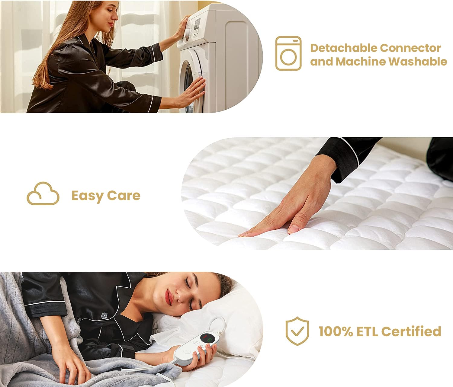 Heated Mattress Pad Queen Size with 9 Heat Settings Controller Quilted Electric Mattress Pad Fit Up to 21 Inch