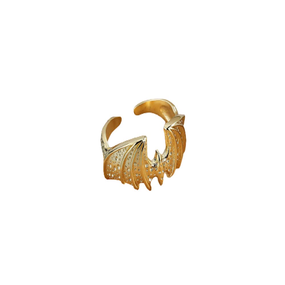 Halloween Bat Finger Ring Open Adjustable Ring Cute Animal Ring Gift for Women Girlfriend (C), Silver